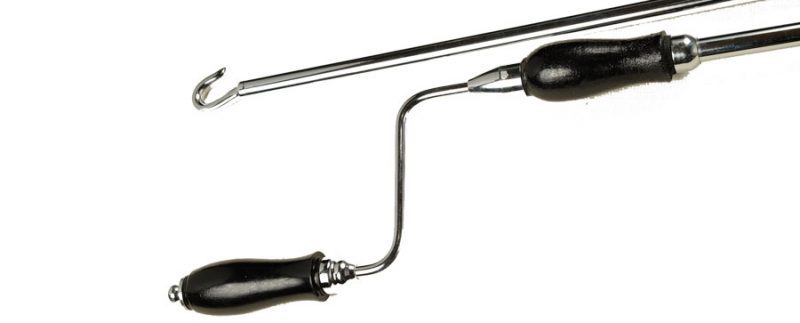 Window Opener Pole - 1 meter - Chrome With Dark Wood Handles
